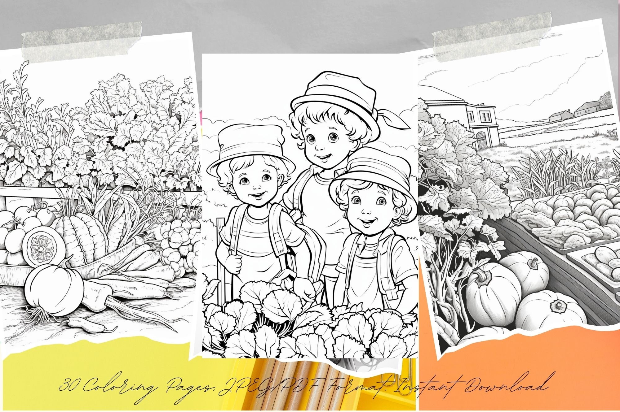 Vegetable Garden Coloring Page, Garden Coloring, Farm Coloring Sheet ...