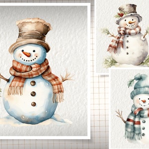 Snowman Watercolor Clipart, Snowman Clipart, Winter Season, Christmas ...
