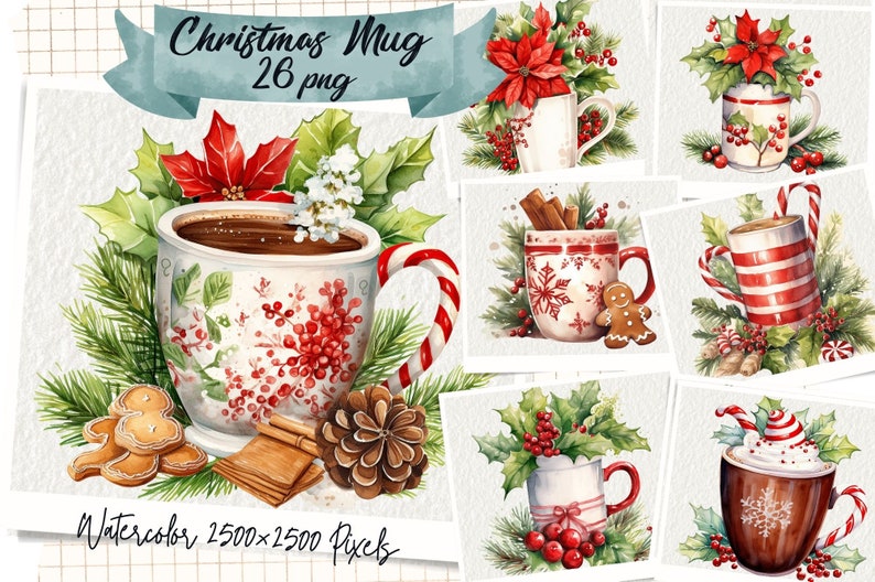 Christmas Winter Cup Clipart Christmas Cup Santa Claus - Etsy