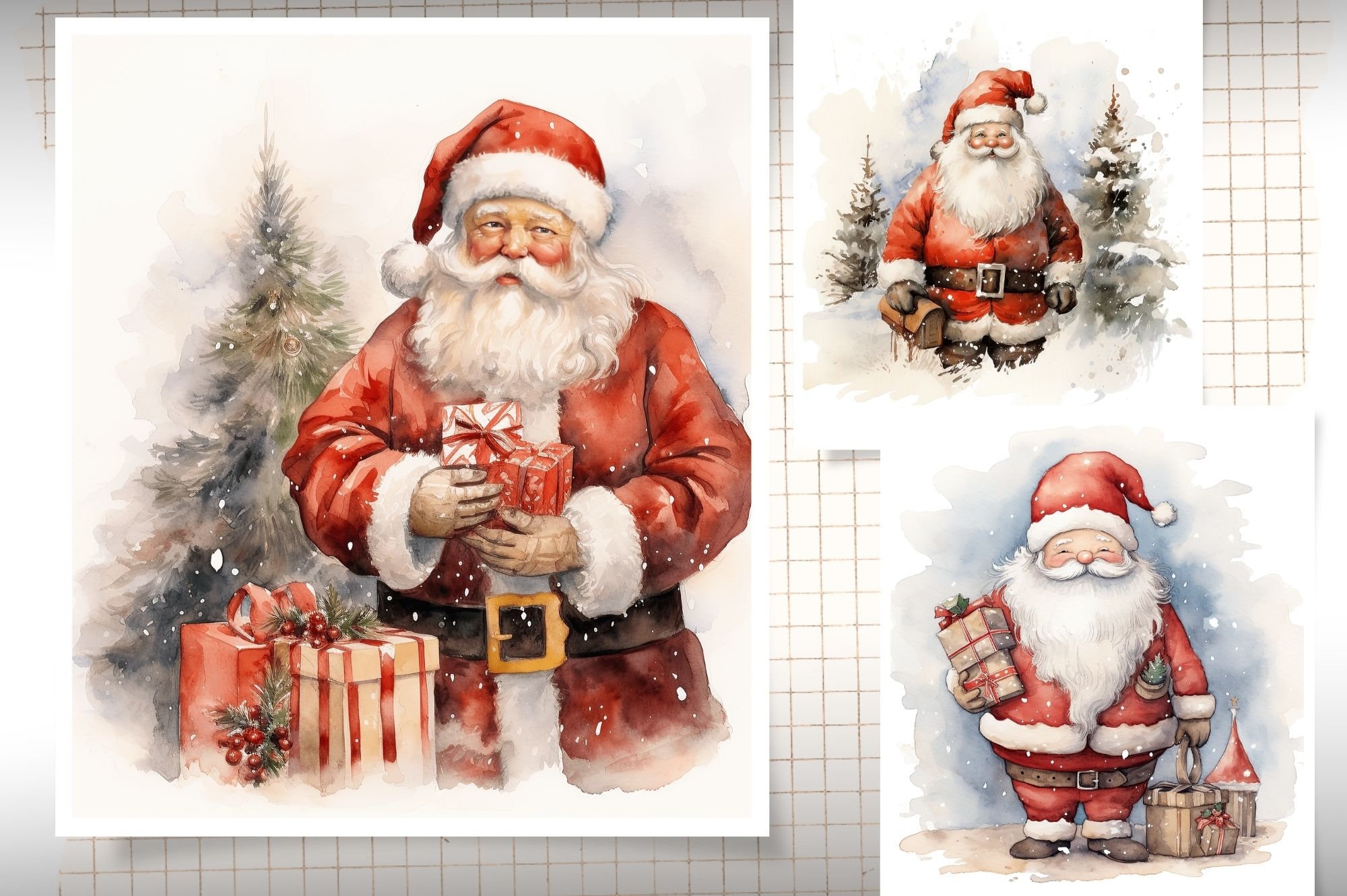 Santa Clip Art, Christmas Santa, Winter Santa Claus PNG, Watercolor ...
