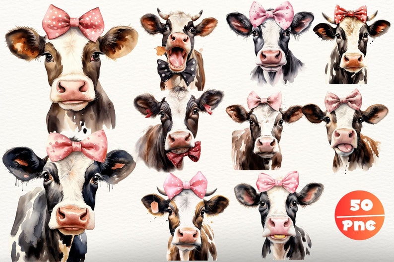 Baby Highland Cow With Bow Sublimation Design Clipart, Cute Highland ...