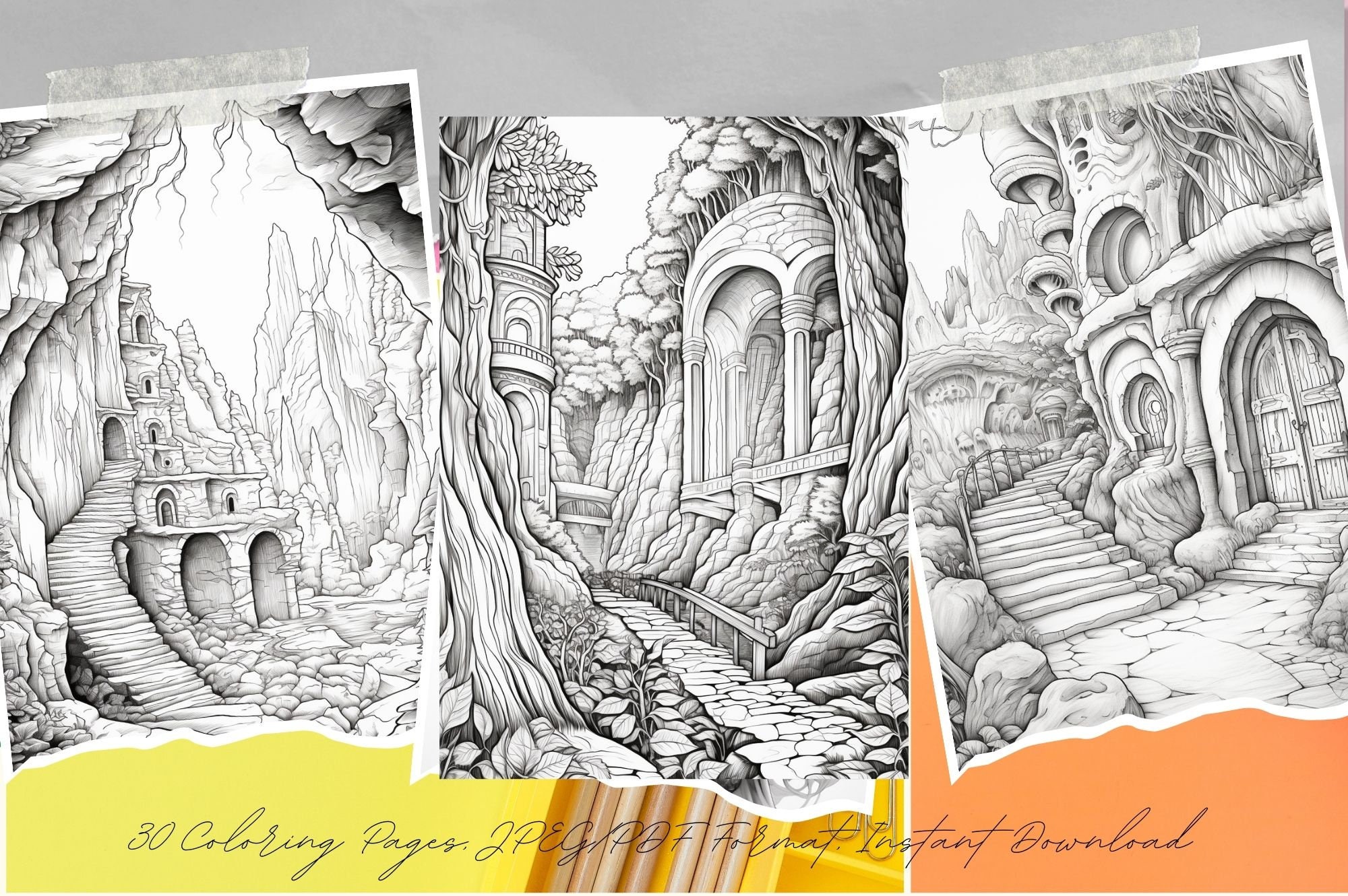 Entrance to the Mysterious Coloring Pages, Fantasy Entrance, Unique ...