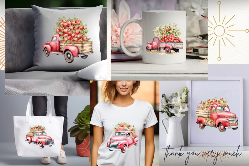 Apple Truck Watercolor Clipart ,apple Pie Clipart, Apple Picking ...