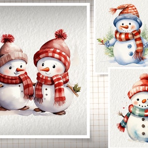 Snowman Watercolor Clipart, Snowman Clip Art, Christmas Clipart ...