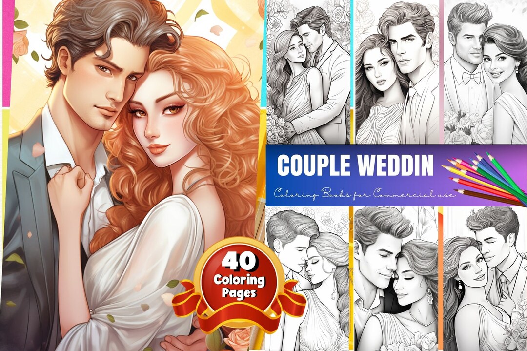 Wedding Coloring Book, Couple Coloring Book Pages, Floral Girl Coloring ...