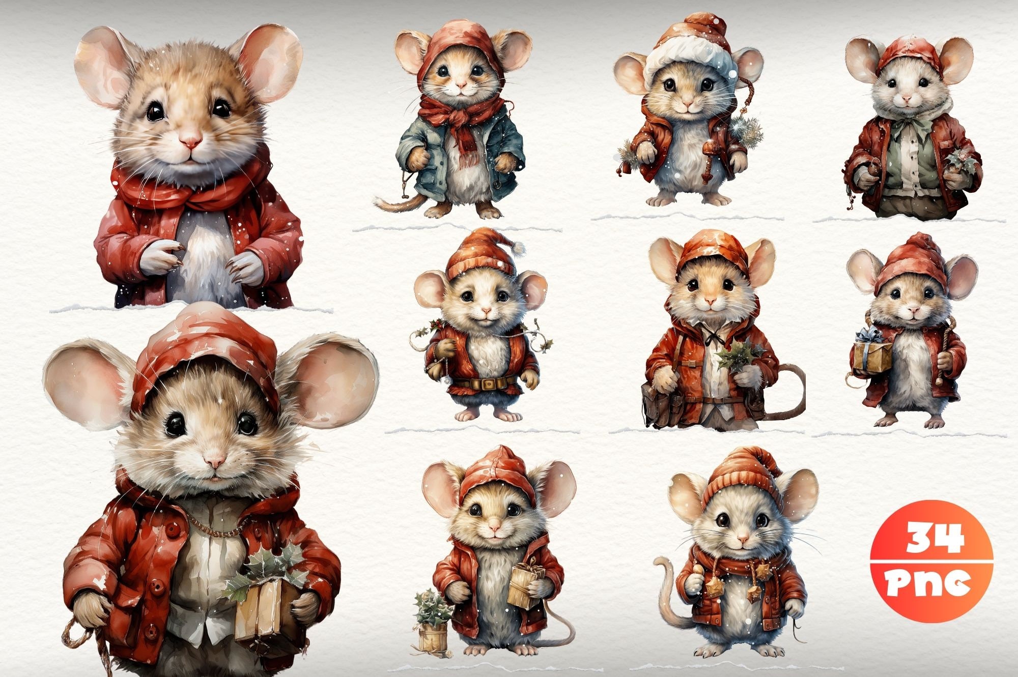 Christmas Mouse Clipart, Christmas Mouse, Holiday Clipart, Christmas ...