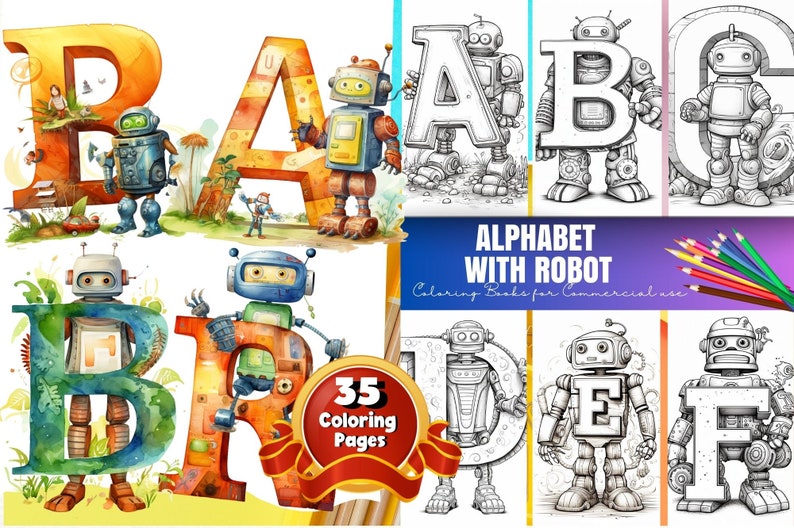 Robot Alphabets for Kids, Robot Alphabets Clipart for Scrapbooking ...