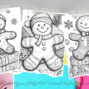 Gingerbread Man Christmas Day Coloring Pages, Grayscale Coloring Sheets ...