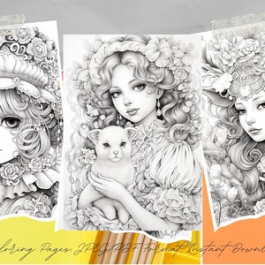 Little Anima & Little Girl Fantasy Coloring Page ,instant Download ...
