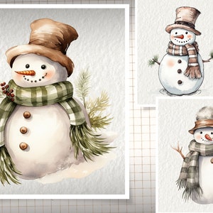 Snowman Watercolor Clipart, Snowman Clipart, Winter Season, Christmas ...
