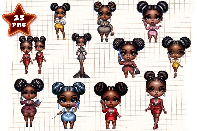 African American Chibi Working Woman, African American Manga Chibi ...