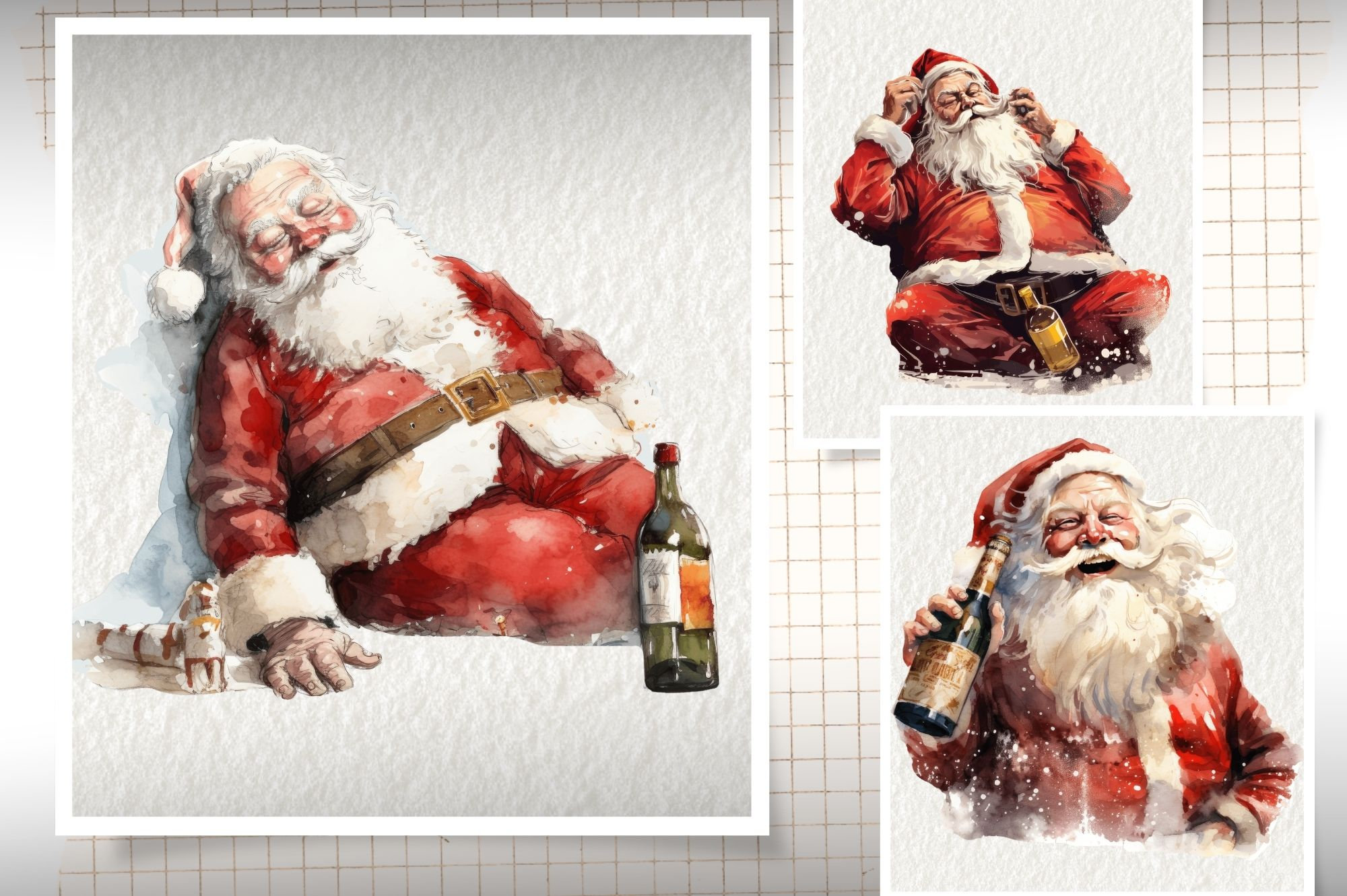 Drunk Santa Claus Clipart, Alcoholic Santa Sublimation File, Funny ...