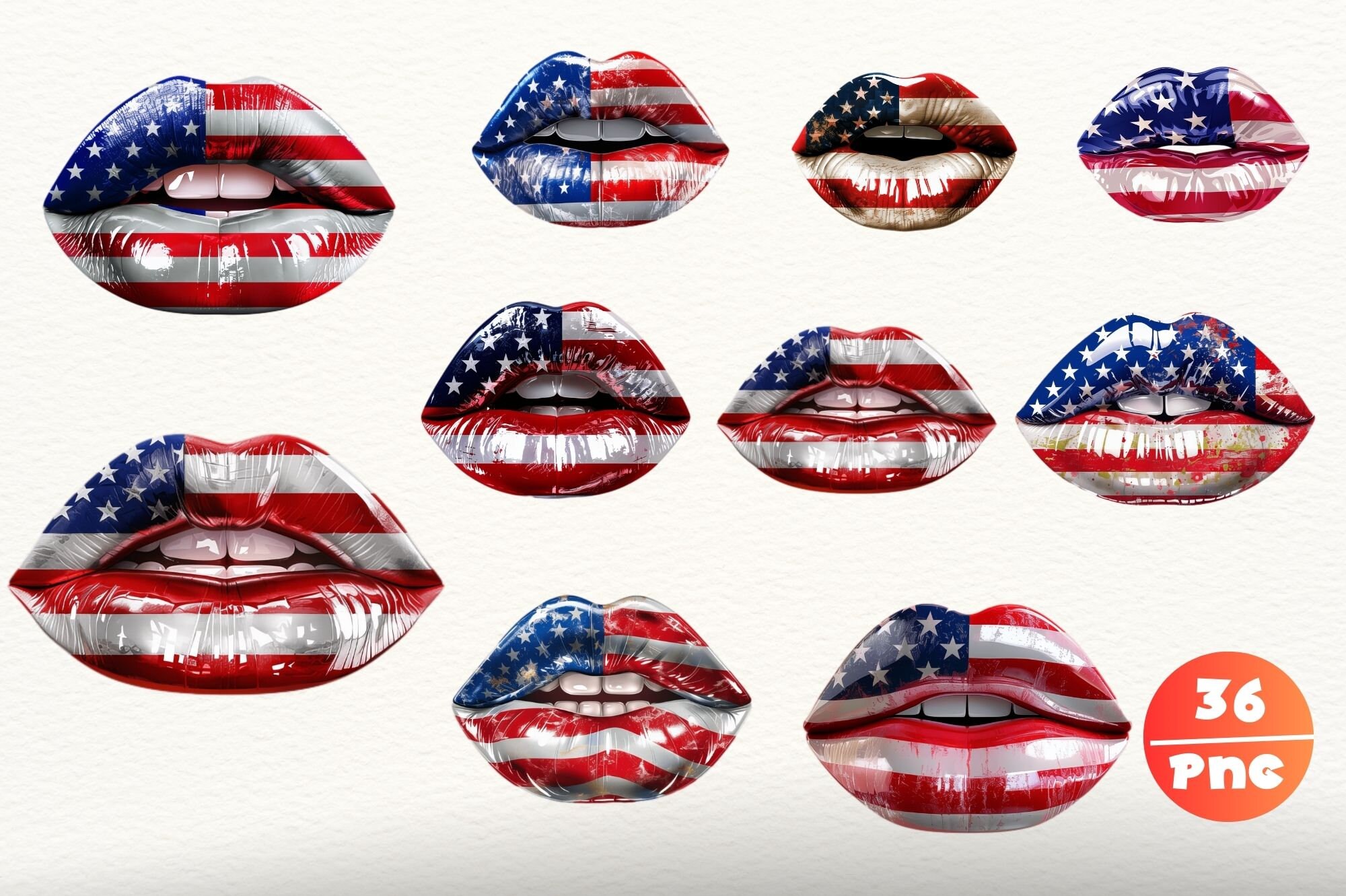 Glossy American Flag Leopard, Print Female Lips 4th of July ...