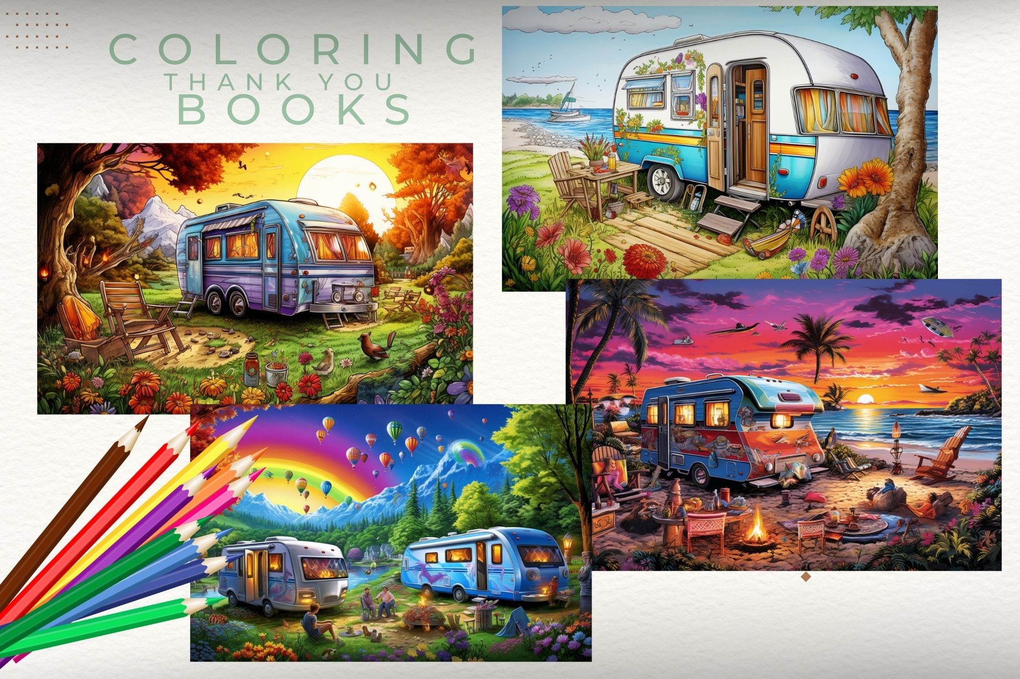 Caravan Printable Adult Coloring Pages, Camper Images to Color, Caravan ...