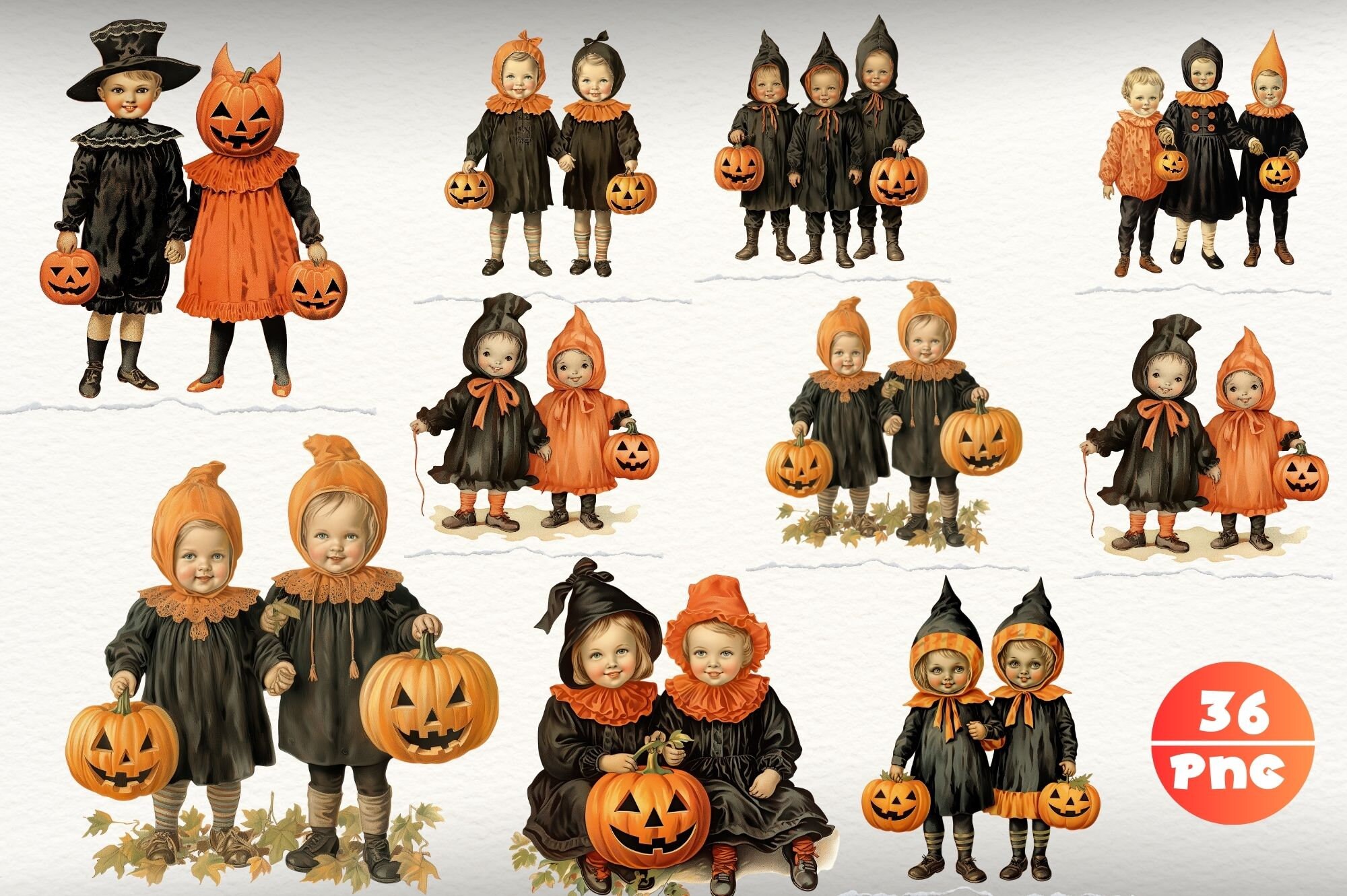 Vintage Girls and Boys Clip Art Retro Autumn Clipart Old - Etsy