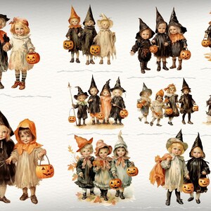 Halloween Trick or Treat Kids Watercolor Clipart, Children Halloween ...
