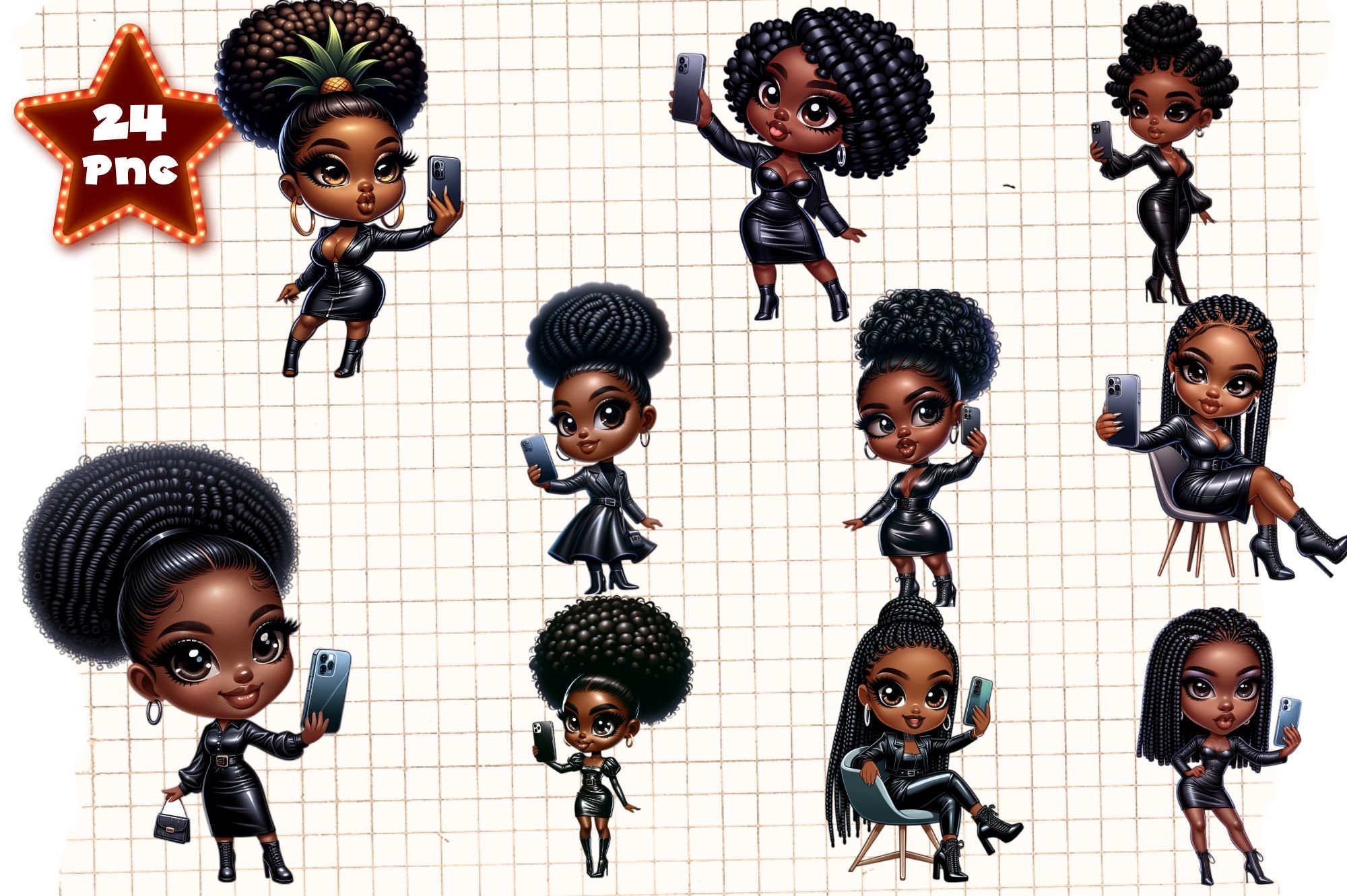 Selfies African American Chibi Woman, Chibi Black Women, Chibi Doll ...