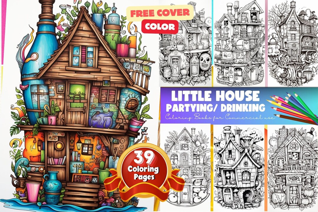 Little House Partying Drink Coloring Pages,inside Fairytale Dollhouses ...