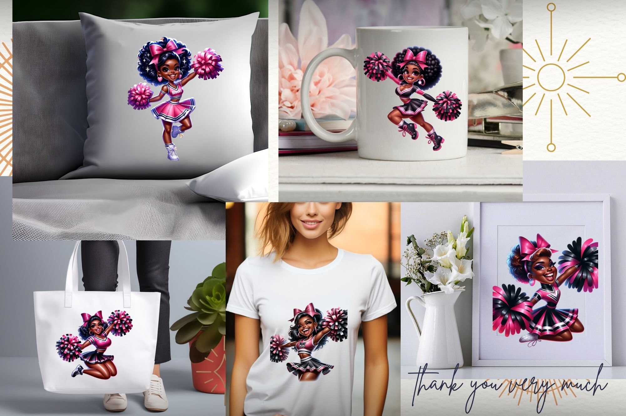 Cheerleader African American Chibi Woman, Chibi Black Women, Chibi Doll ...