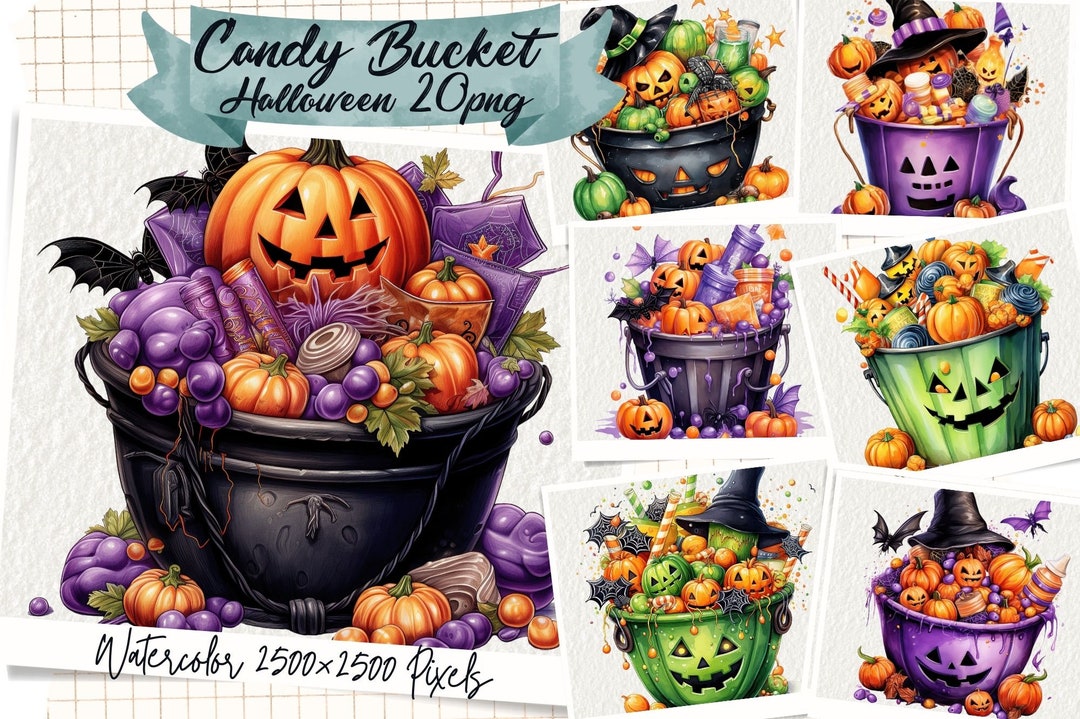 Candy Bucket Halloween, Rick or Treat Candy Bucket, Halloween ...
