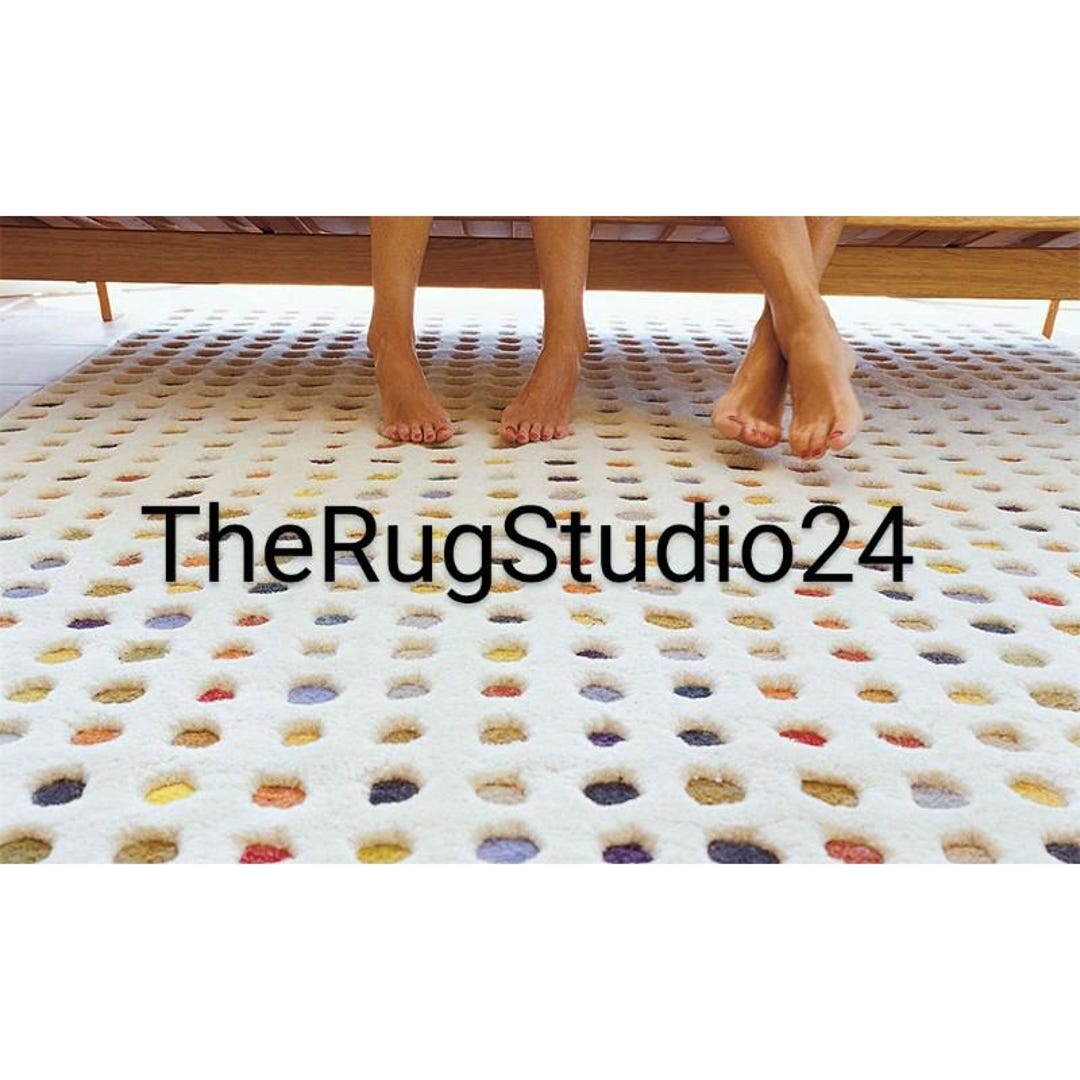 Hand-tufted Colorful Polka Dots Wool Rug Modern, Vibrant Color Rug for ...