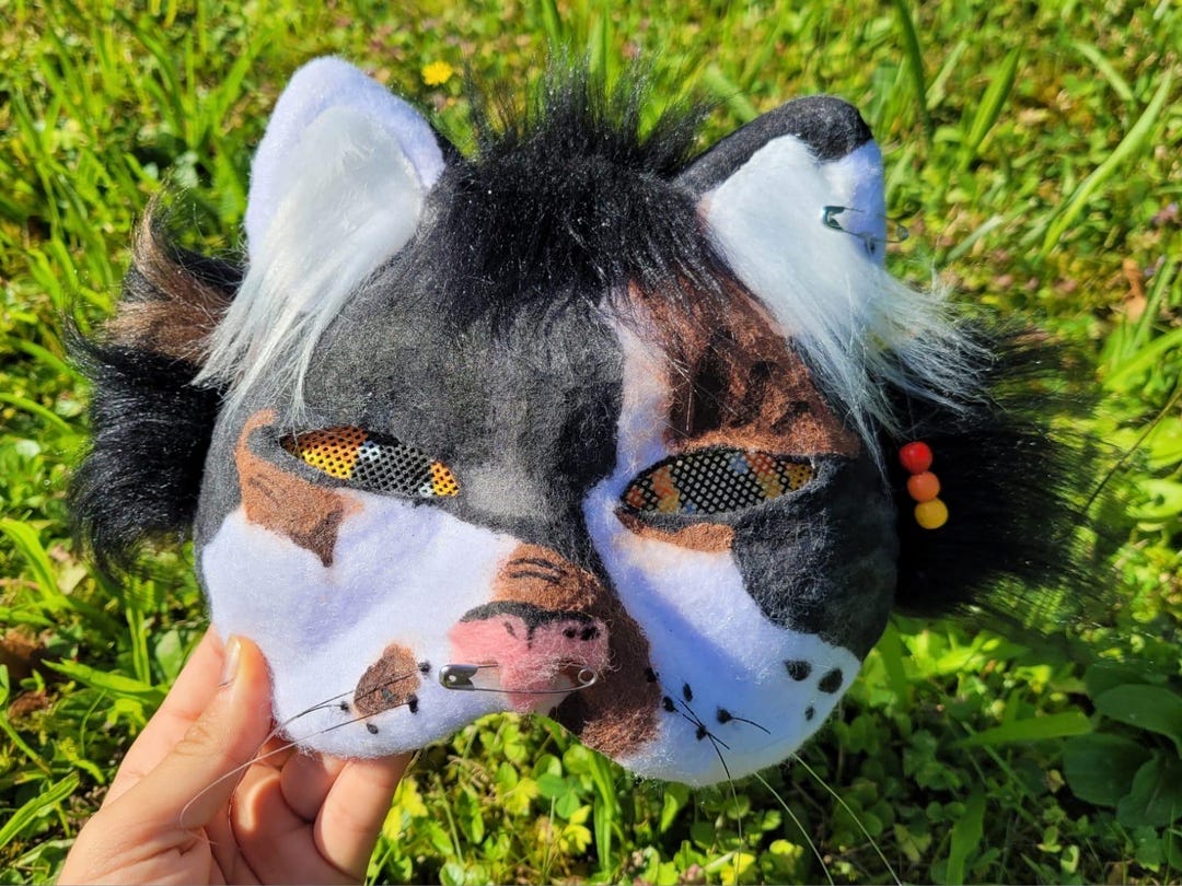 Exclusive Therian Quadrobics Calico Cat Mask Felted Removeable Eyes and ...