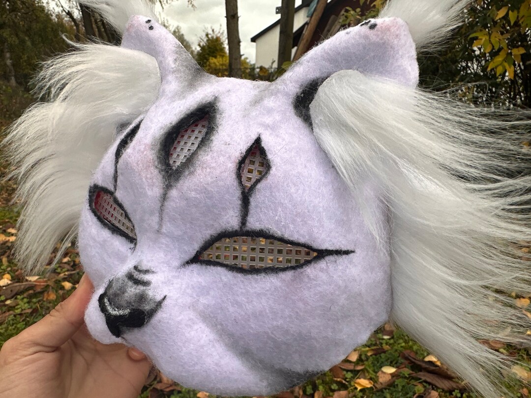 Therian Quadrobics Cat Mask Felted Mask White Cat Removeable - Etsy UK