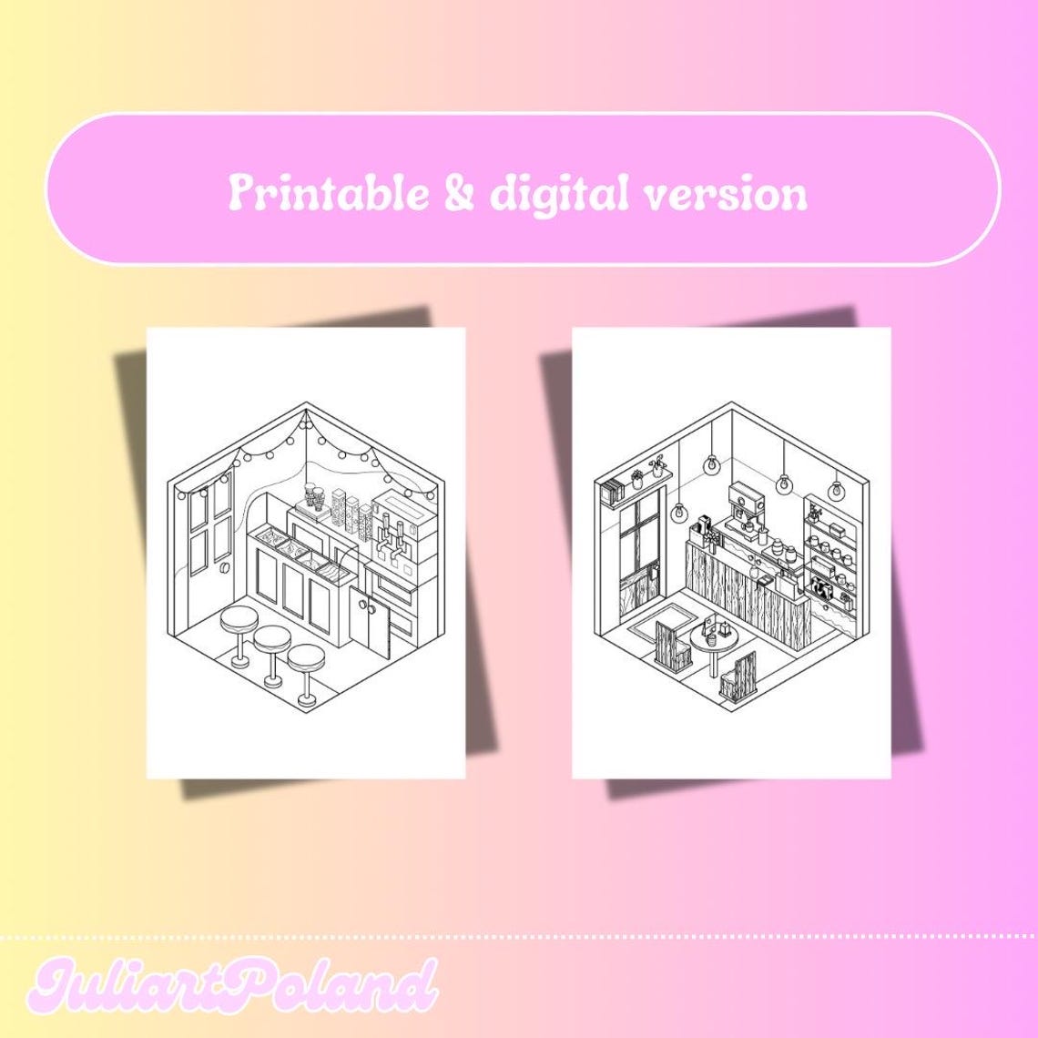 Isometric Rooms Coloring Pages, Coloring Book, Instant Download, Pdf ...