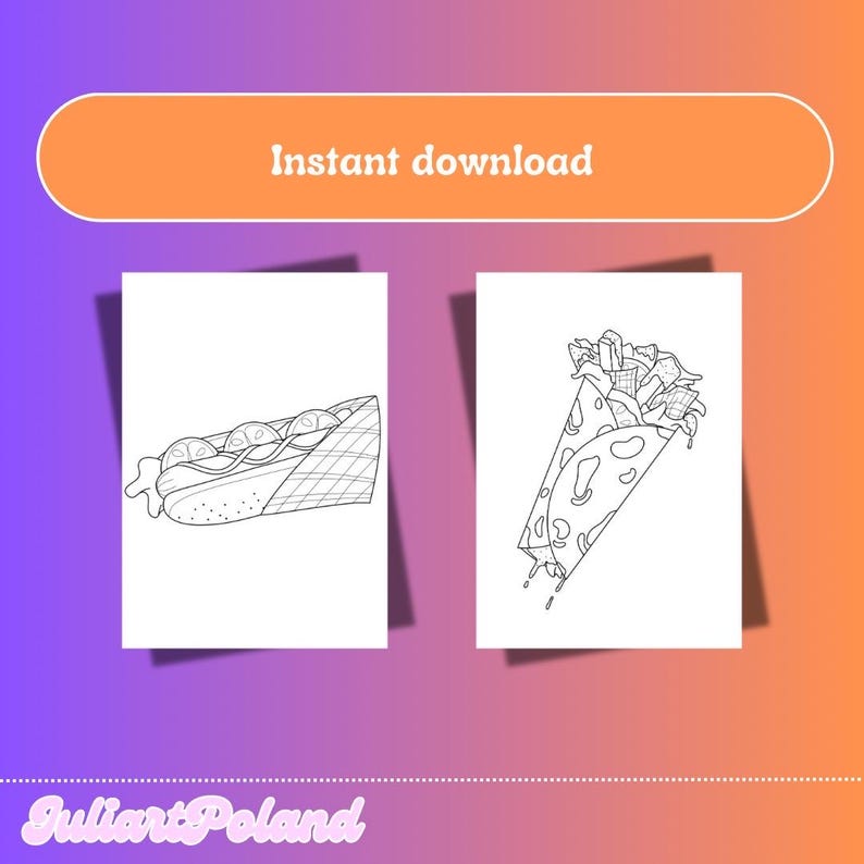 Fast Food Coloring Pages, Coloring Book, Instant Download, Pdf File ...