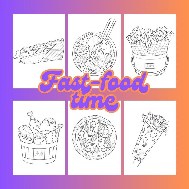 Fast Food Coloring Pages, Coloring Book, Instant Download, Pdf File ...