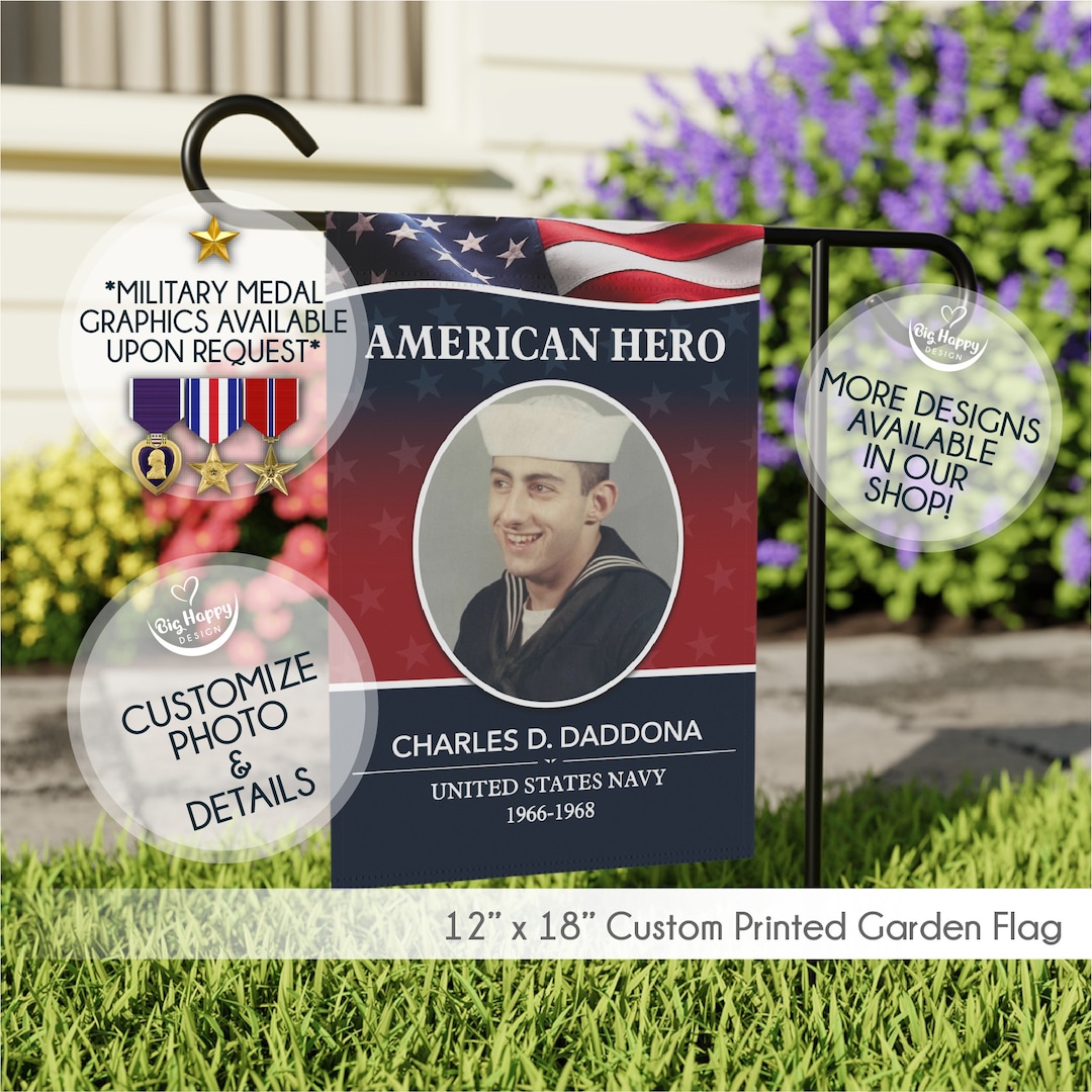 Personalized Hometown Hero Military Veteran Tribute Garden Flag Custom ...