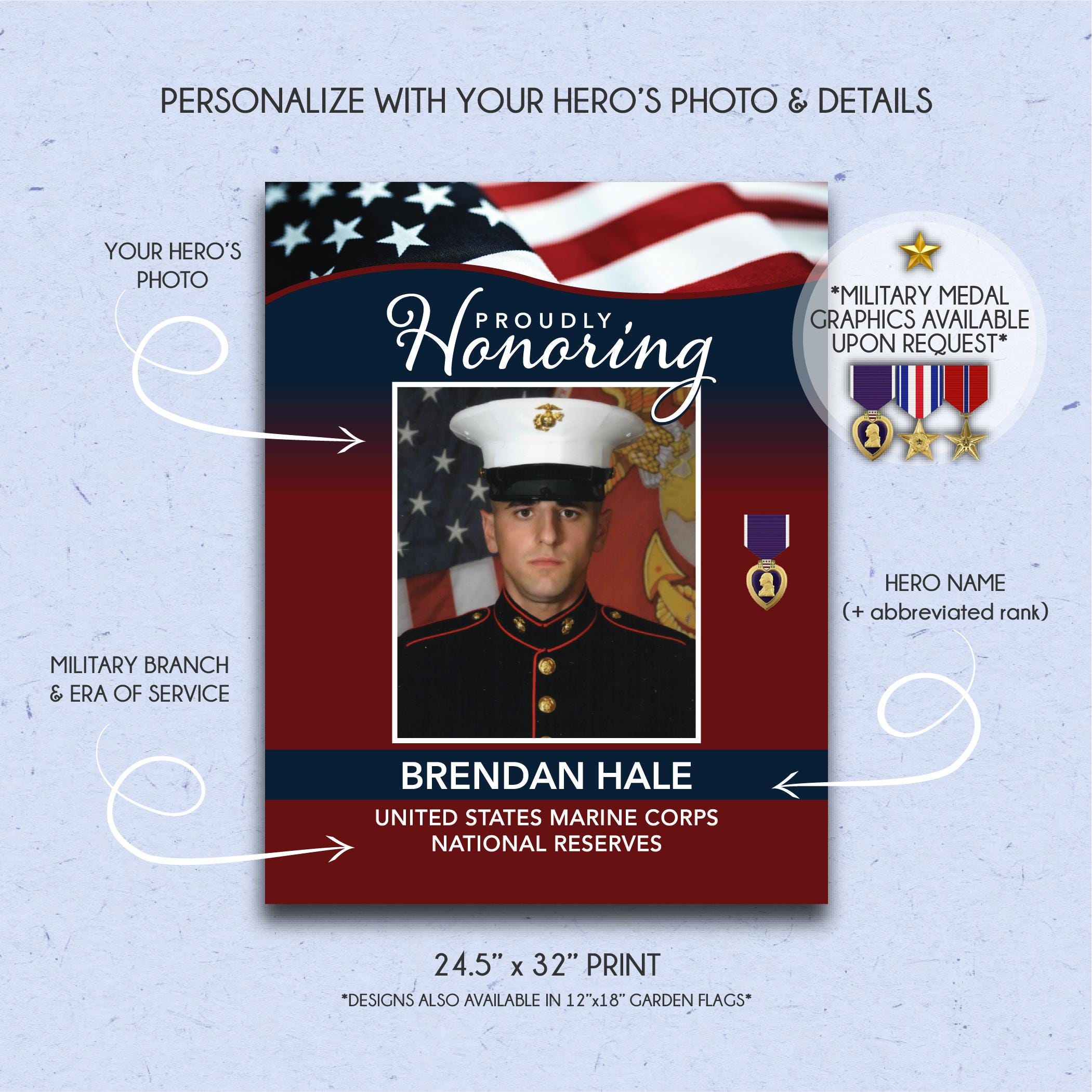 Personalized Military Memorial House Flag - Patriotic Veteran Banner - Etsy