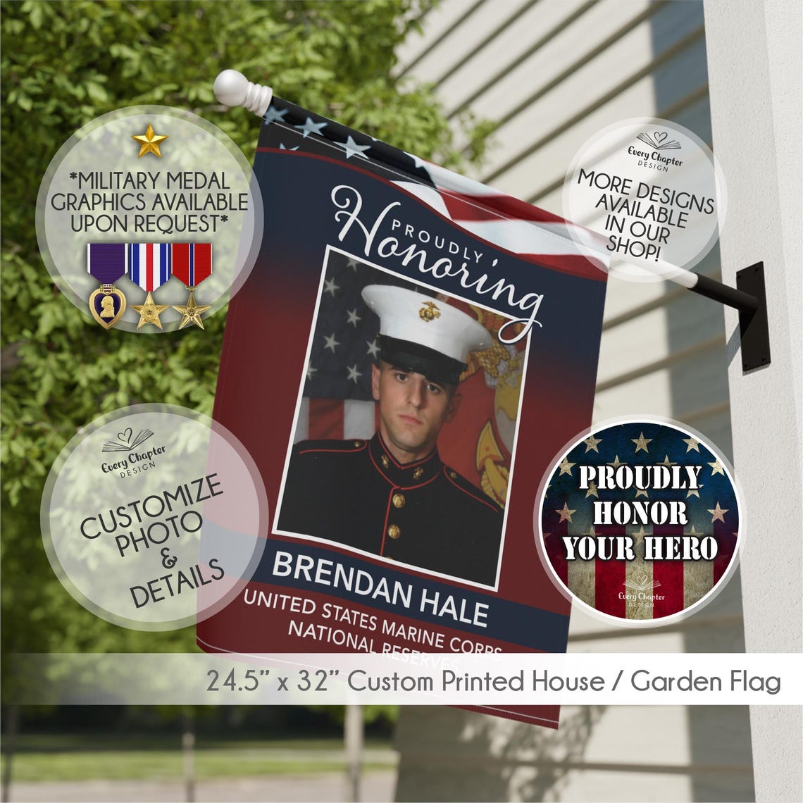 Personalized Military Memorial House Flag - Patriotic Veteran Banner - Etsy