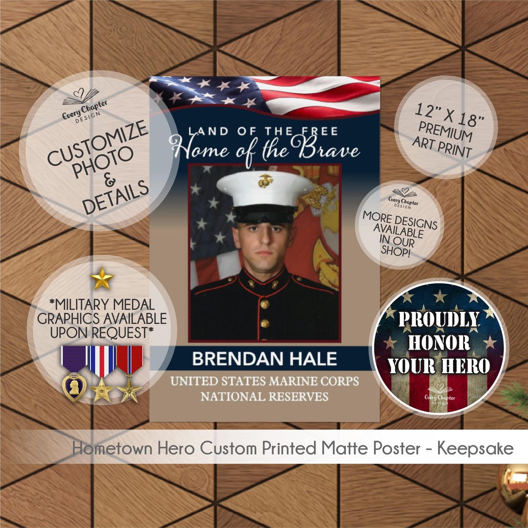 Custom Military Veteran Tribute Matte Print | Hometown Hero | Honor a ...