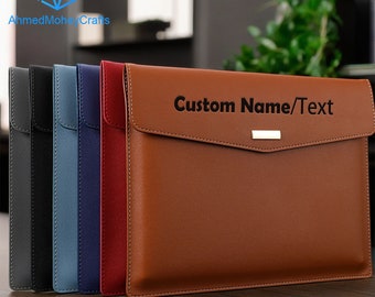 Personalized Leather File Folder, Custom Leather Document Case, Engrave ...
