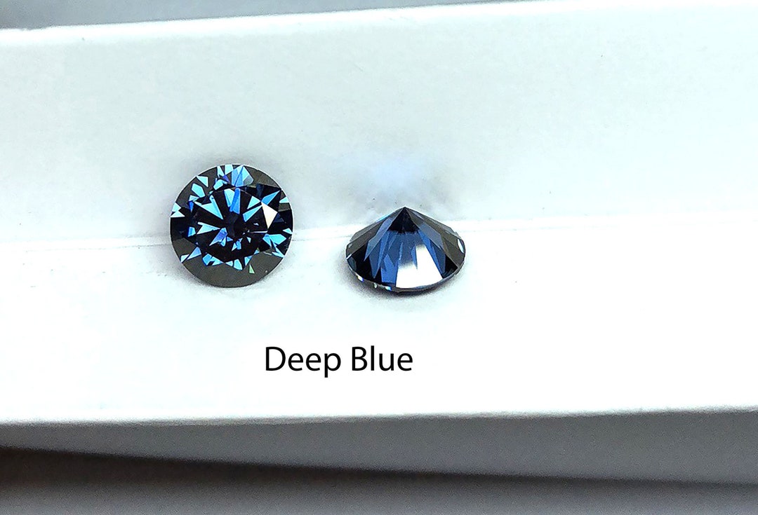 Certified GRA Deep Blue Moissanite Round Stone, Size 5mm to 9mm 1-3ct ...