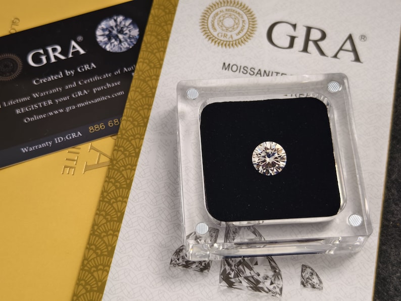 GRA Report Number Certified White Moissanite Round Stone, 0.5ct to 5ct ...