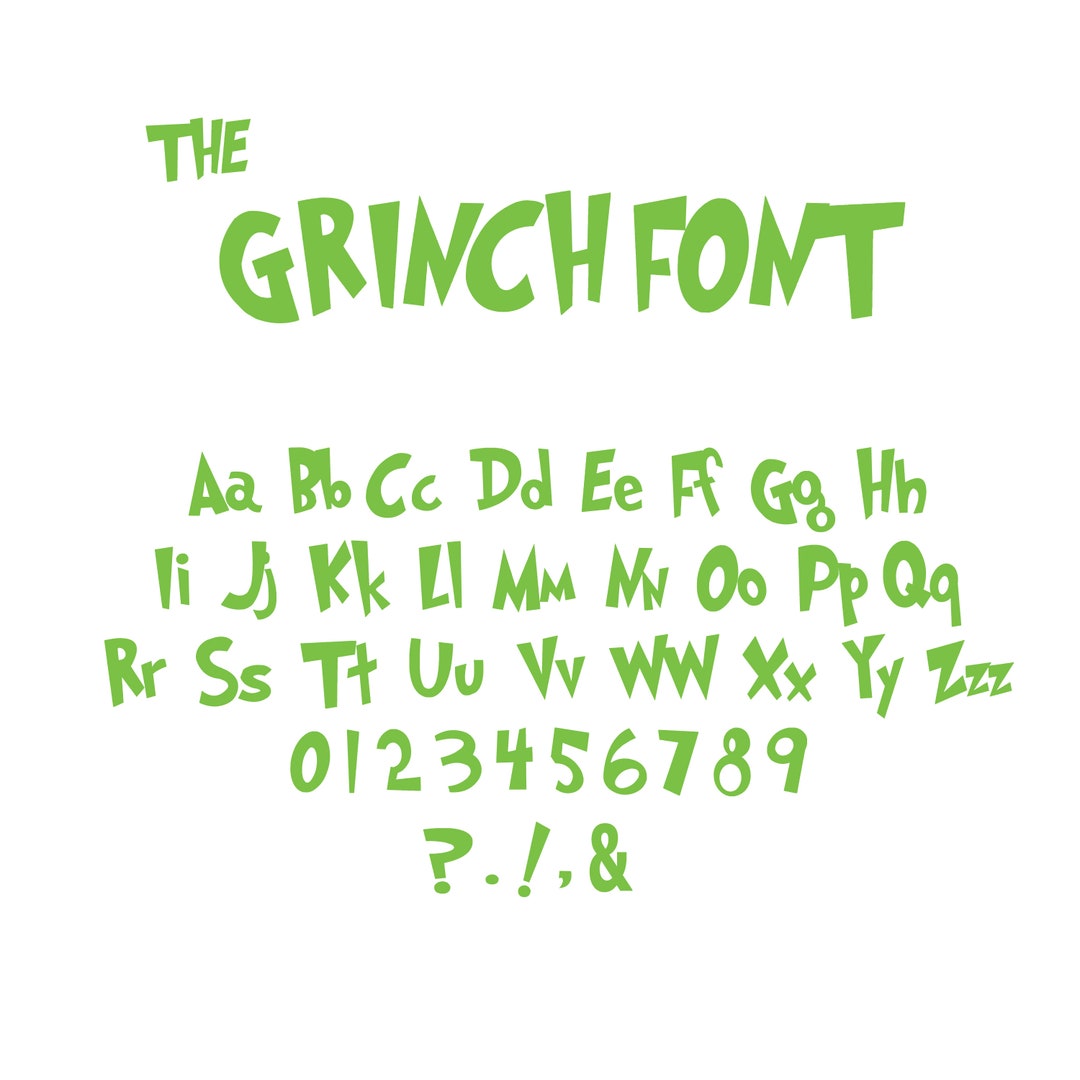 Grinch Font Svg, Svg Font, Alphabet Svg, Green Character Font, Cartoon ...