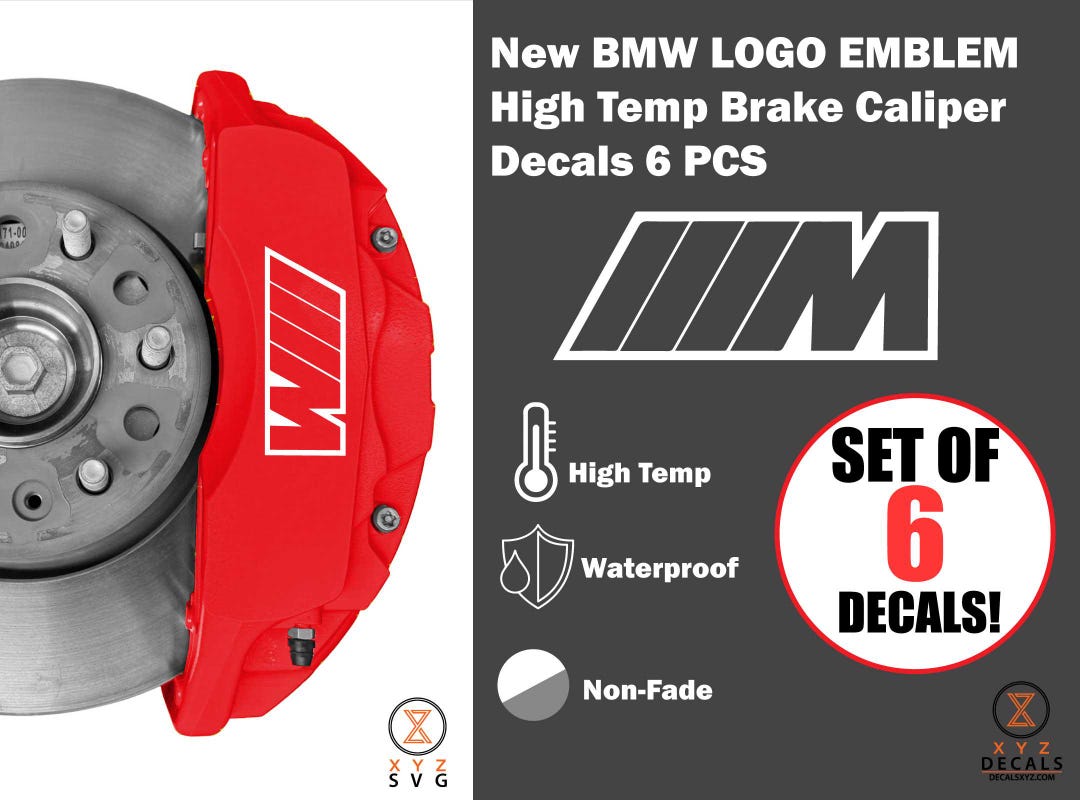 Caliper Emblems New Style for BMW M3 Gloss BMW Colors Set of 6 Decals ...