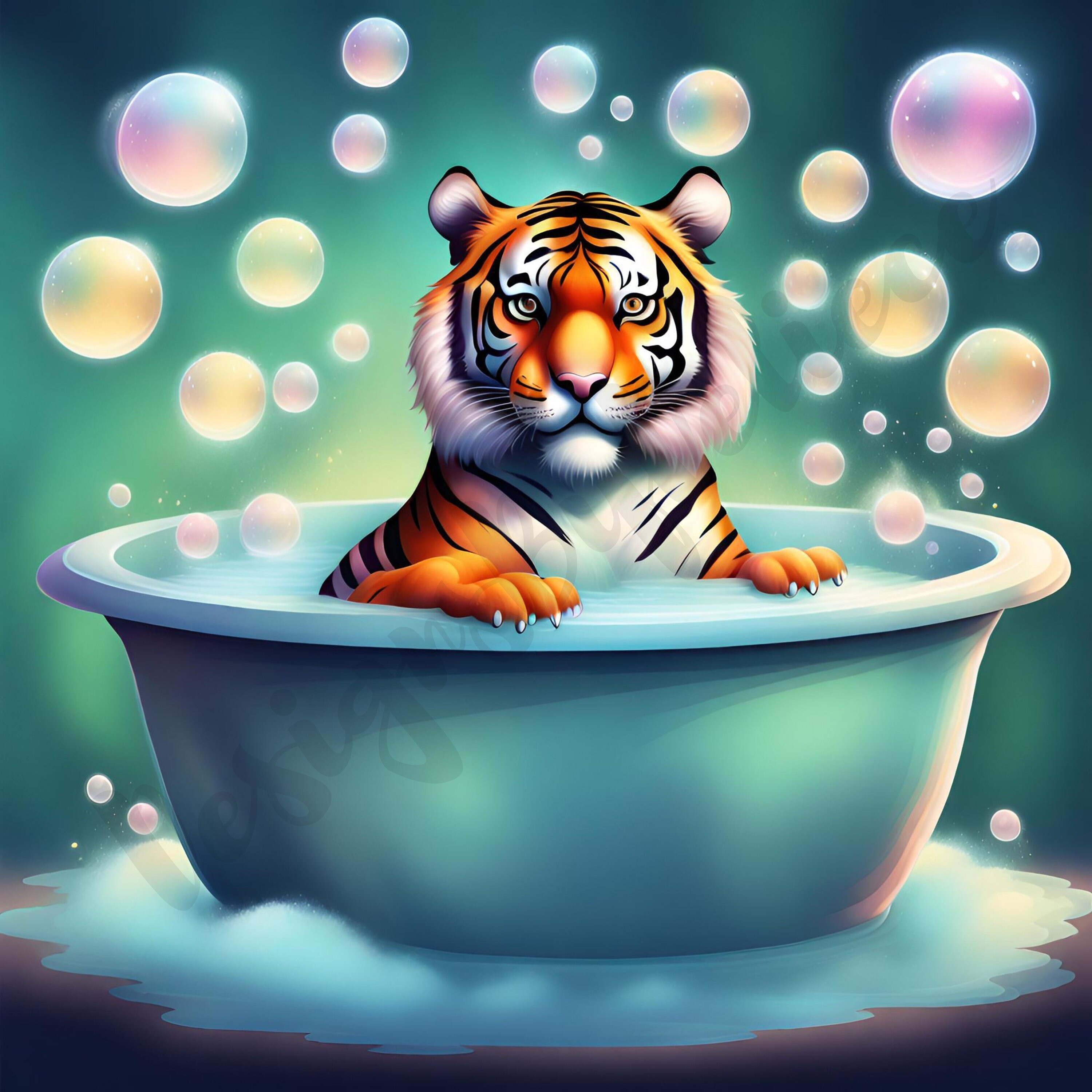 Animals in Tubs Digital Artwork for Kids Bathroom Decor | Bathroom Wall ...