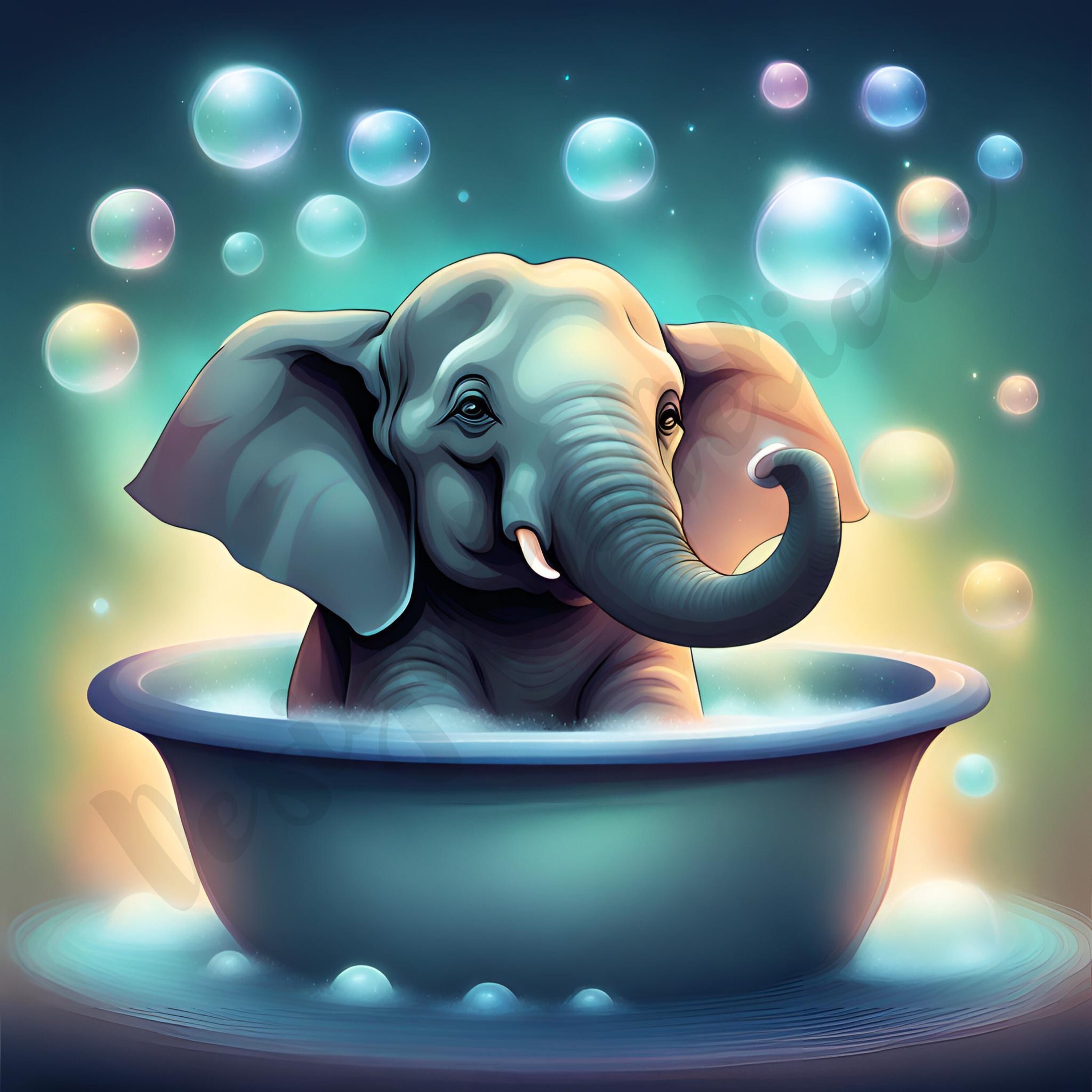Animals in Tubs Digital Artwork for Kids Bathroom Decor | Bathroom Wall ...