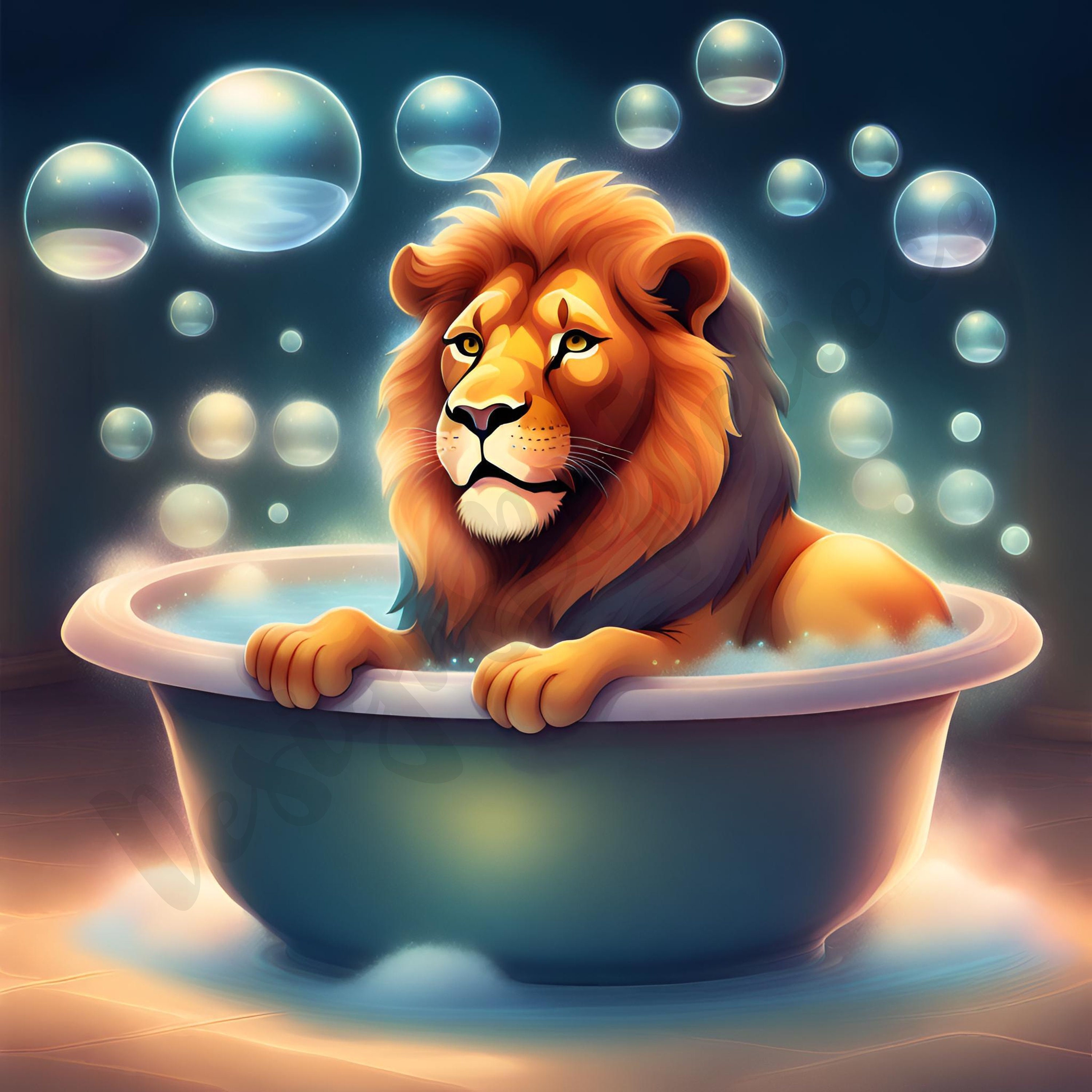 Animals in Tubs Digital Artwork for Kids Bathroom Decor | Bathroom Wall ...