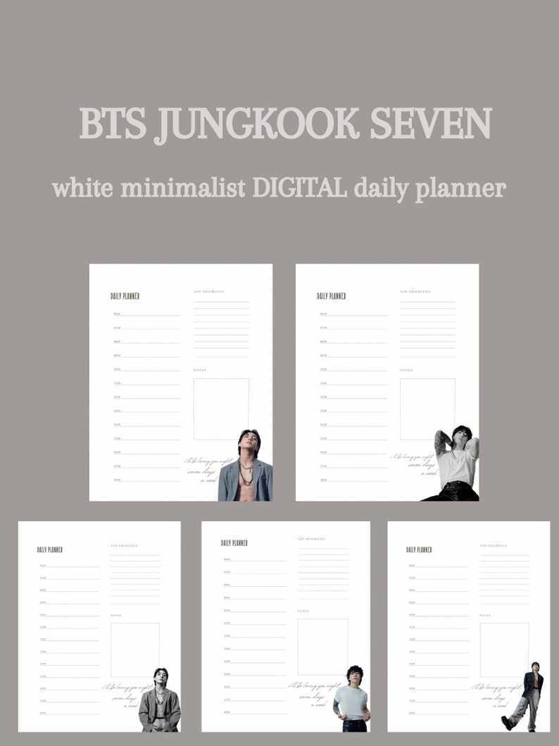 BTS JUNGKOOK SEVEN Digital Daily Planner, Minimalist Daily Planner ...