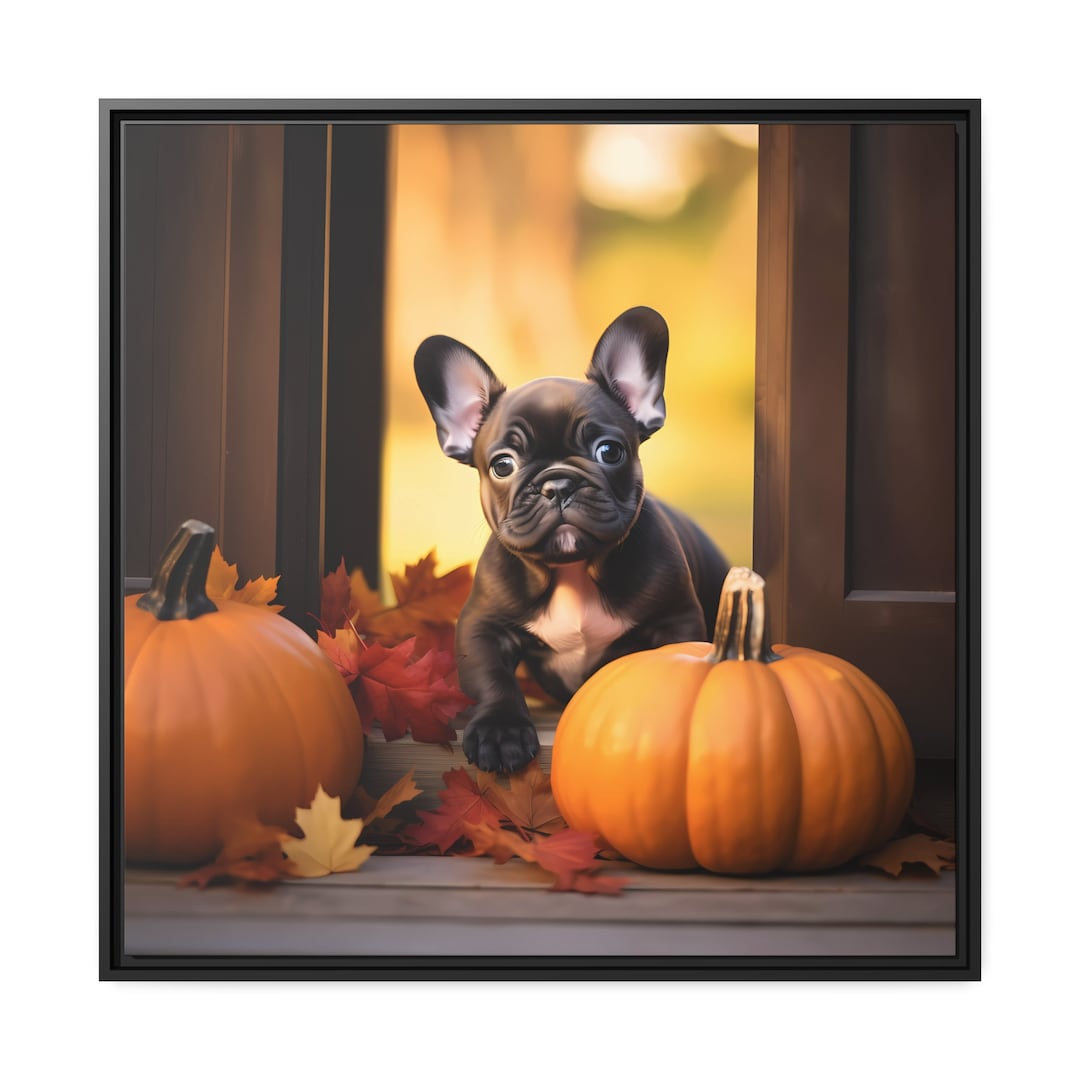 Fall Foliage Frenchie Art, Halloween French Bulldog Gift, Frenchie ...