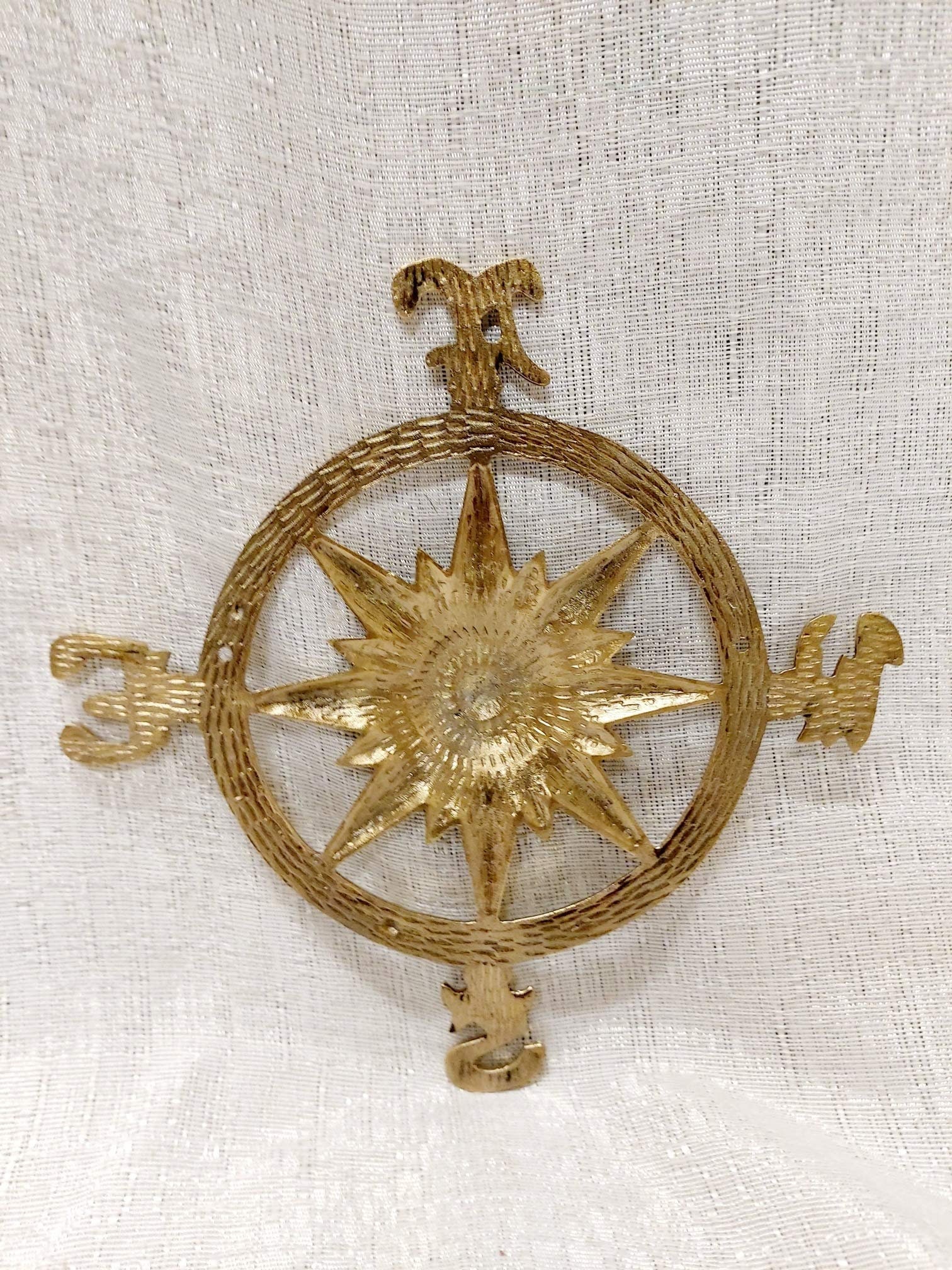 Brass Compass Rose Nautical Wall Plaque Wall Art Medallion Decorative ...