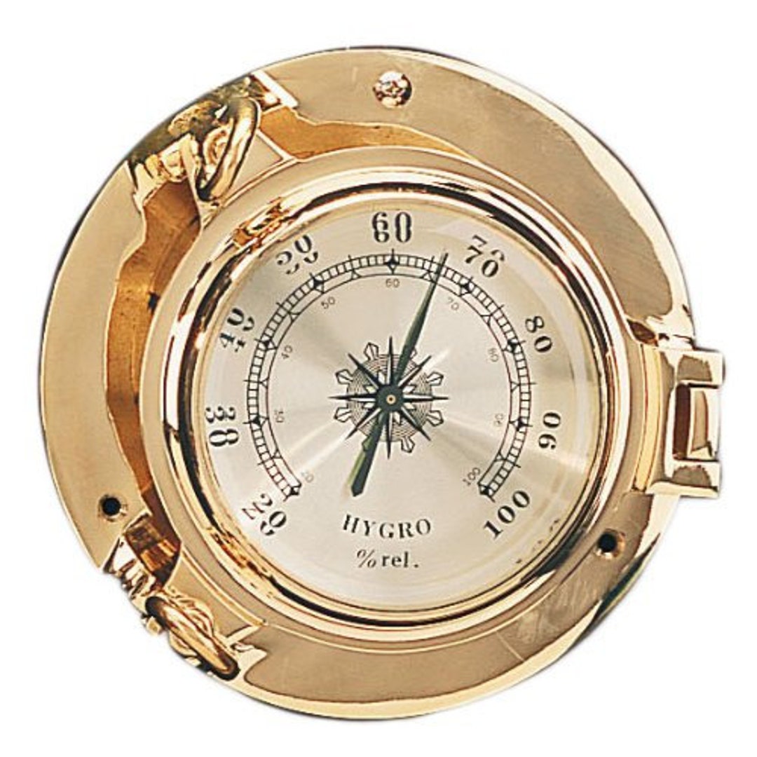 5.5 Inch Brass Porthole Hygrometer With Lacquer Coating Nautical ...