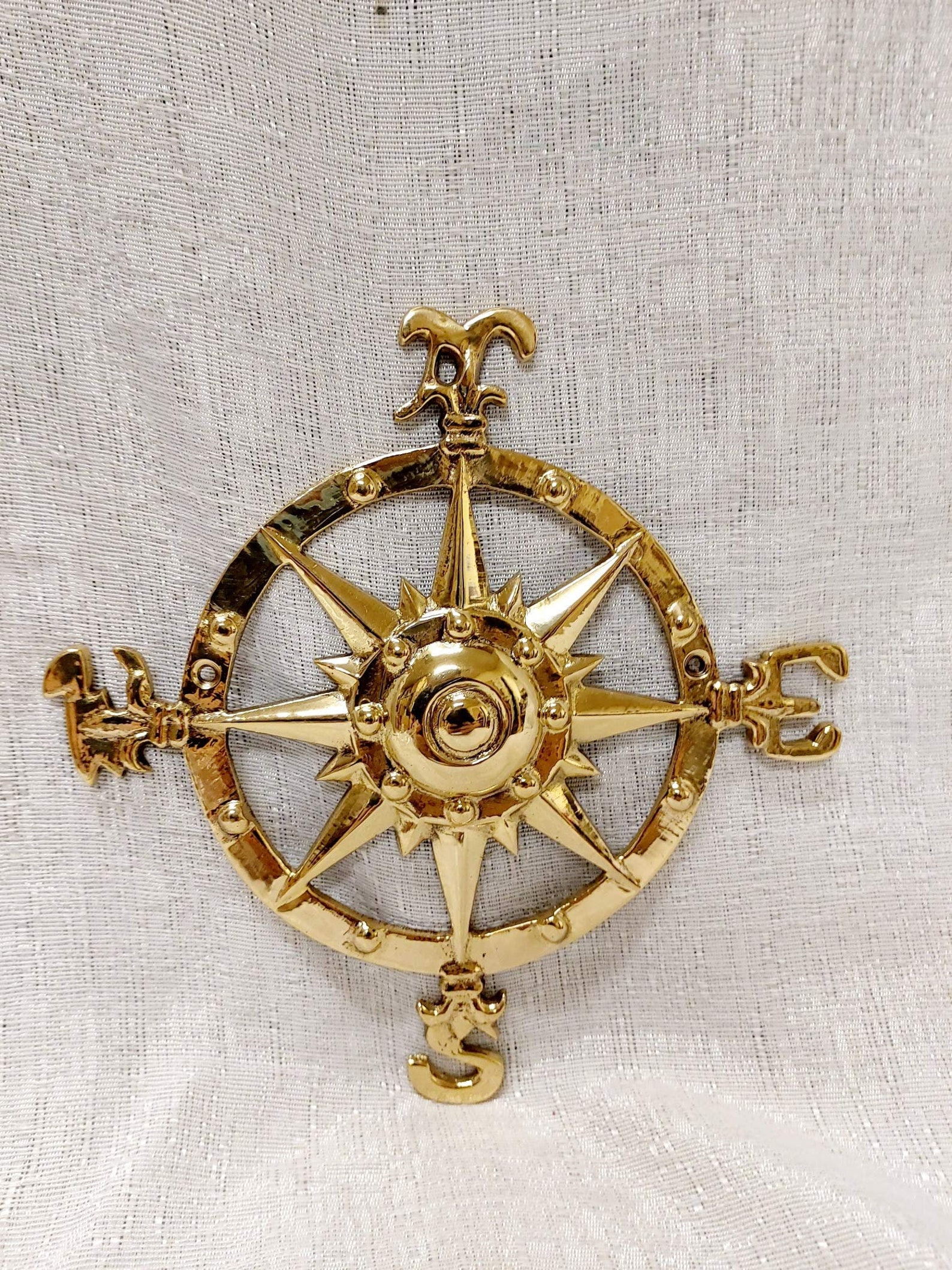 Brass Compass Rose Nautical Wall Plaque Wall Art Medallion Decorative ...