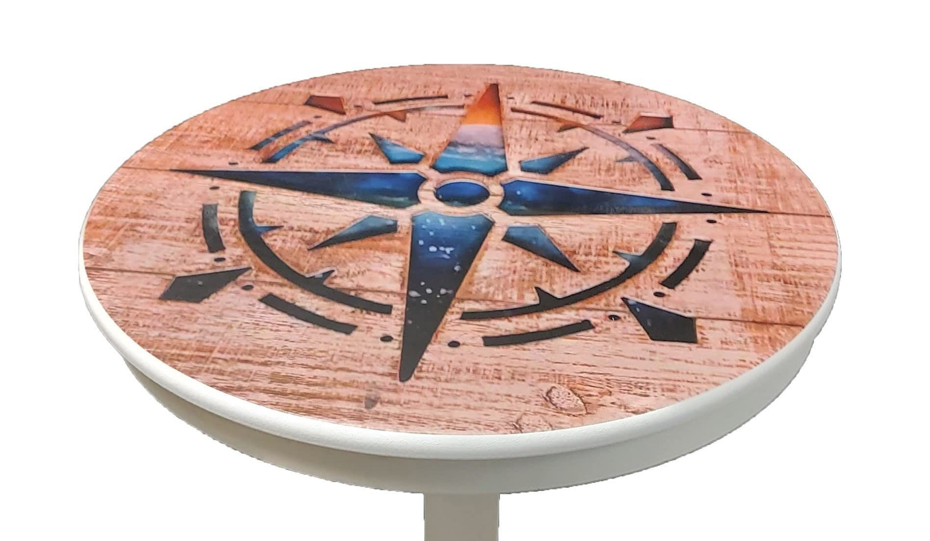 Nautical Compass Rose Accent Table Solid Wood With Sturdy Anchor Legs Coffee And End Tables Etsy