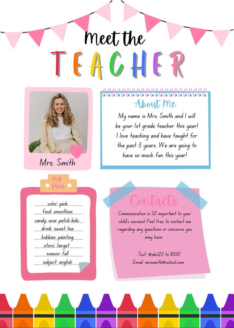 Meet the Teacher Printable Template - Etsy