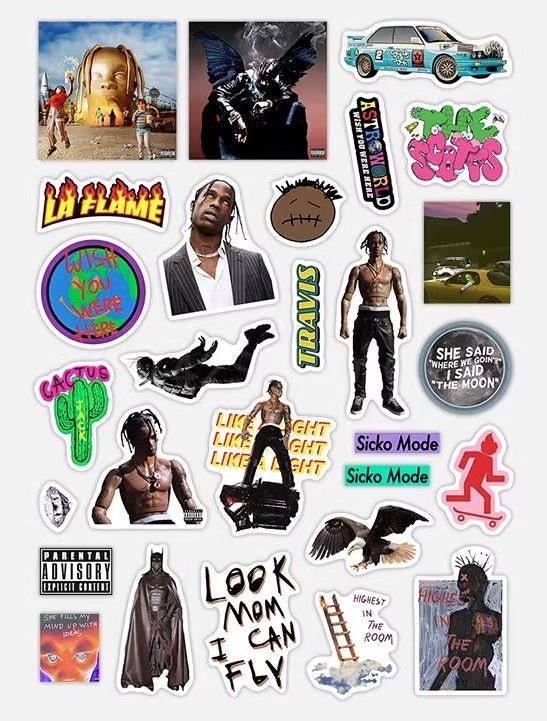 A Sheet of Big Beautiful Travis Scott Rapper Music Stickers (27 Pieces ...